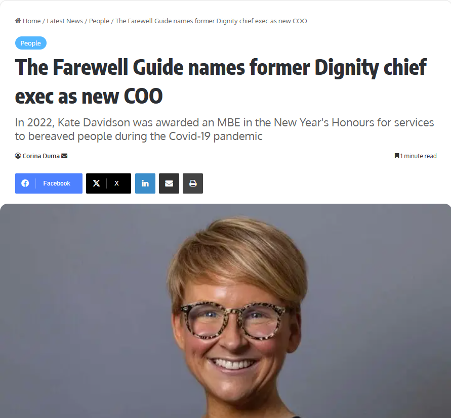 The farewell guide featured in funeral service times